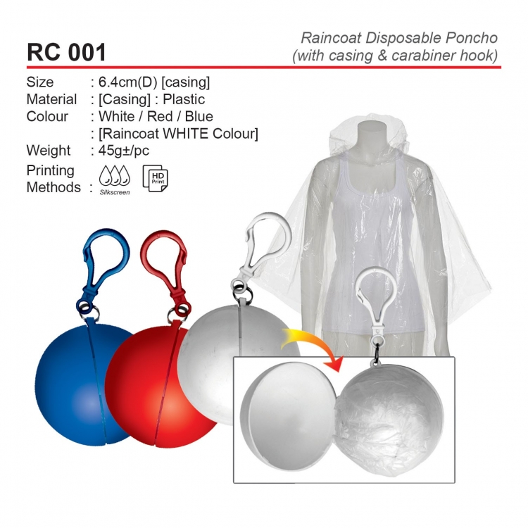 AD RC 001 Raincoat Disposable Poncho