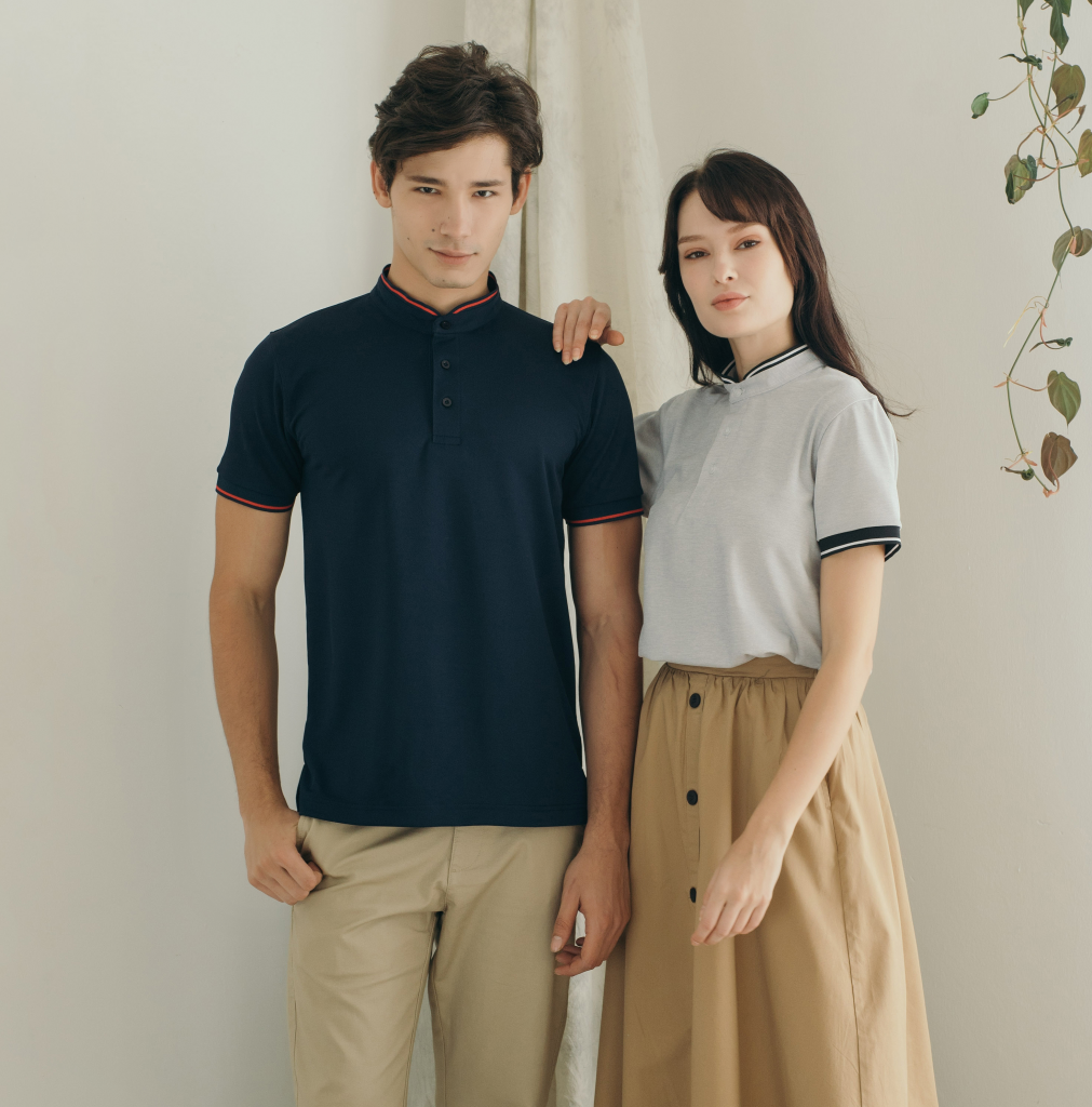 ENZO - 5802 Plain Polo Shirt With Henry Collar